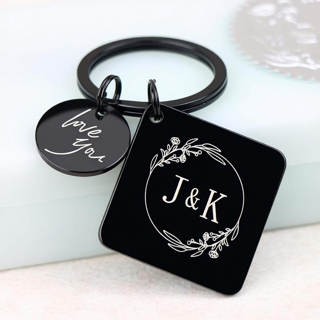 Personalized Initials Logo Keychain, Custom Name Key Chain for Gift ...