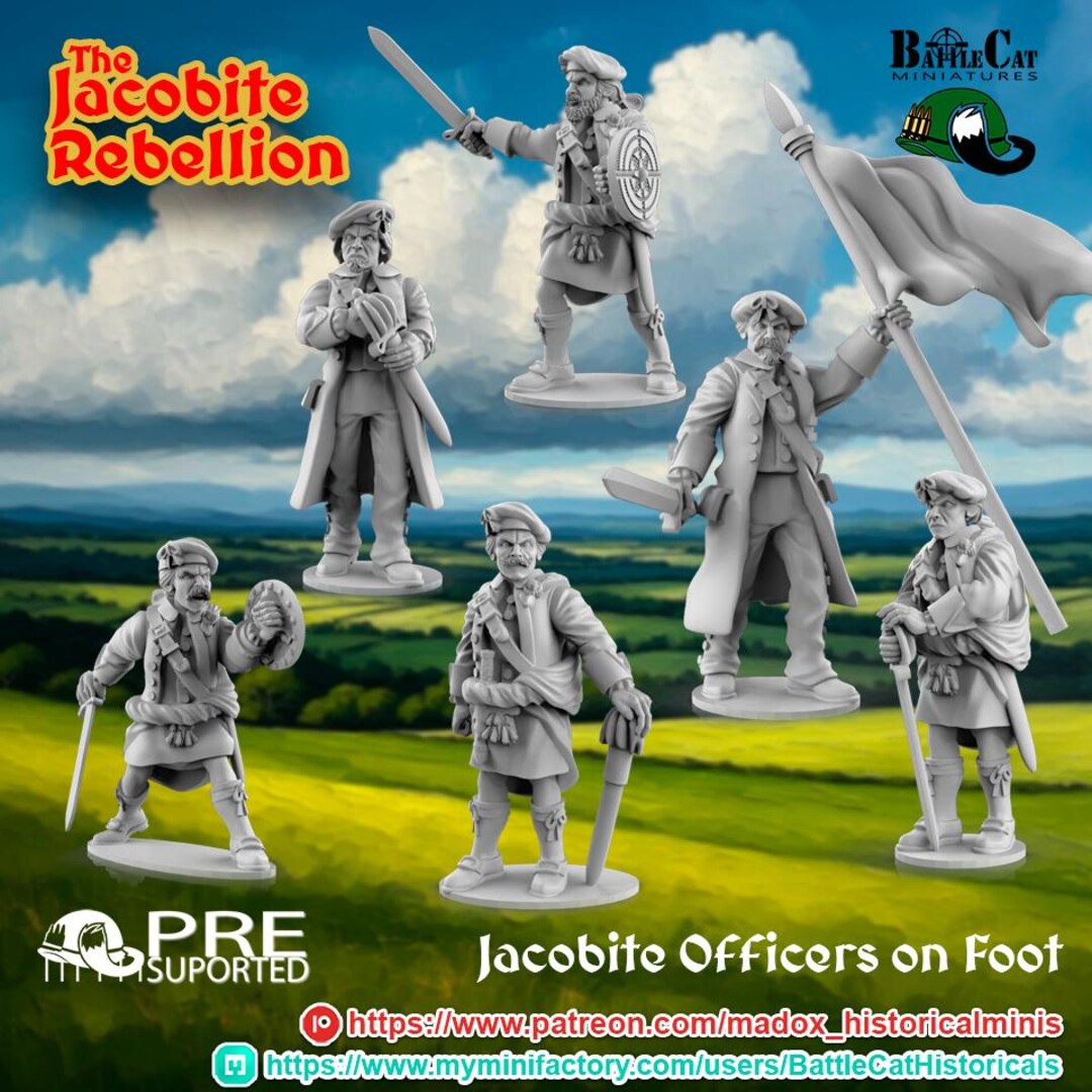 1745 Jacobite Officers on Foot, 28mm (1:56) 18th Century Historic ...