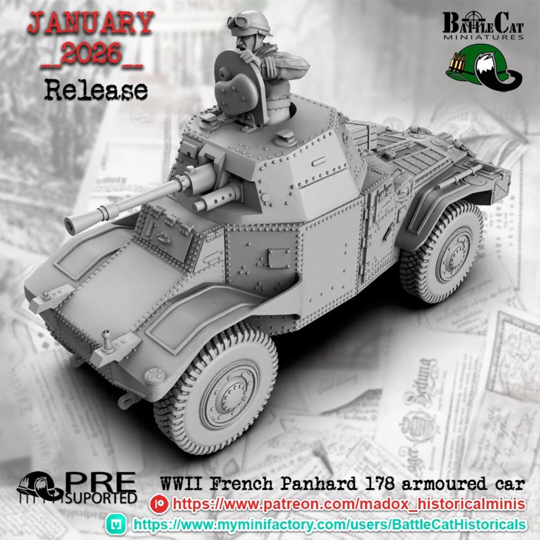 WWII French Panhard 178 Armored Car Miniature, 28mm Scale - Etsy