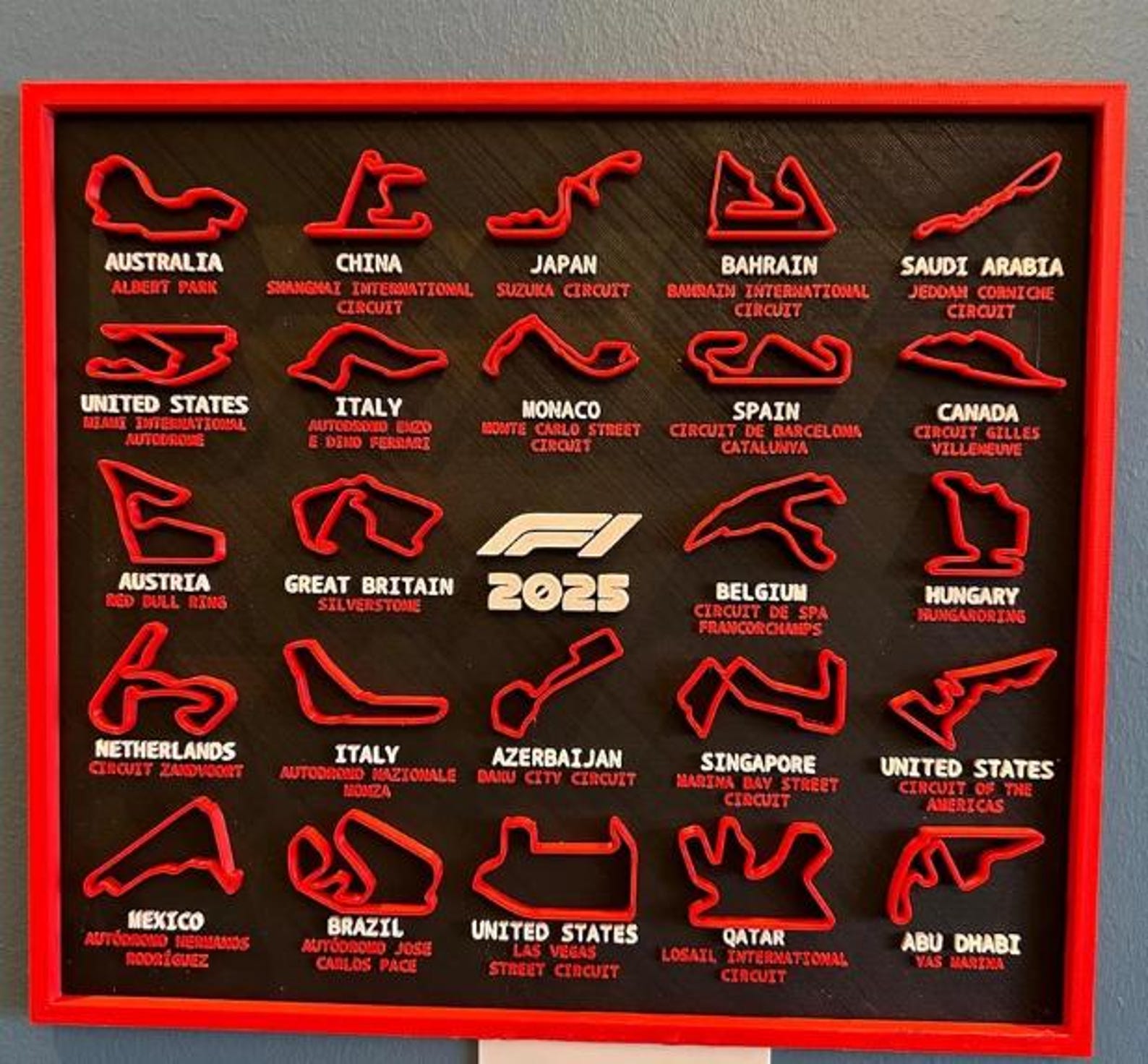 F1 Racing Circuit Map, 2025 Formula 1 Schedule (digital Download) - Etsy