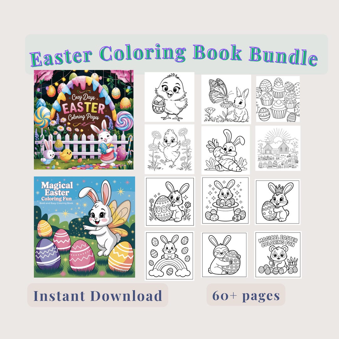 Easter Coloring Book Bundle for Kids | 70+ Printable Pages, Bunny ...