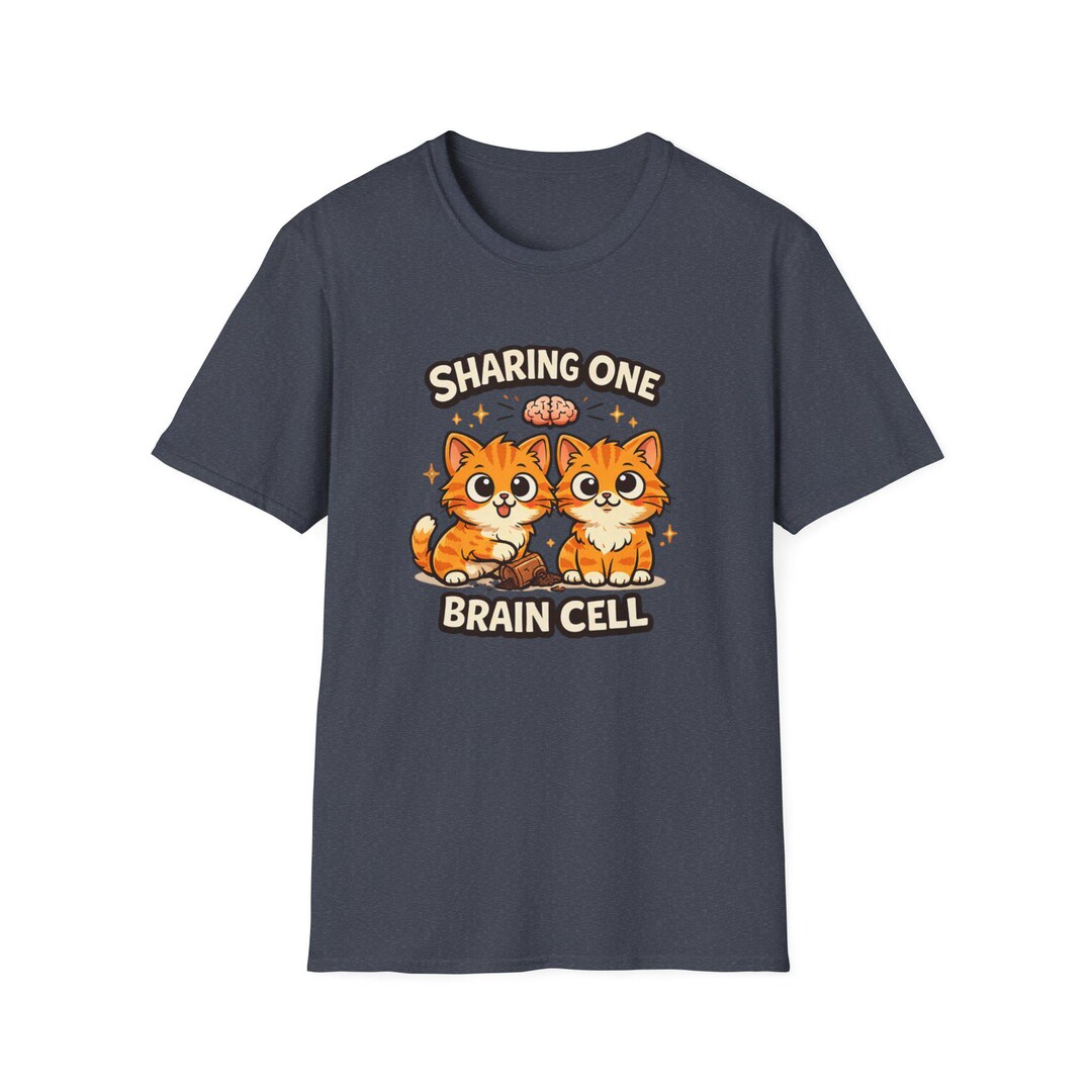 Orange Cat Tee | Sharing One Brain Cell, Kitten Cartoon - Etsy