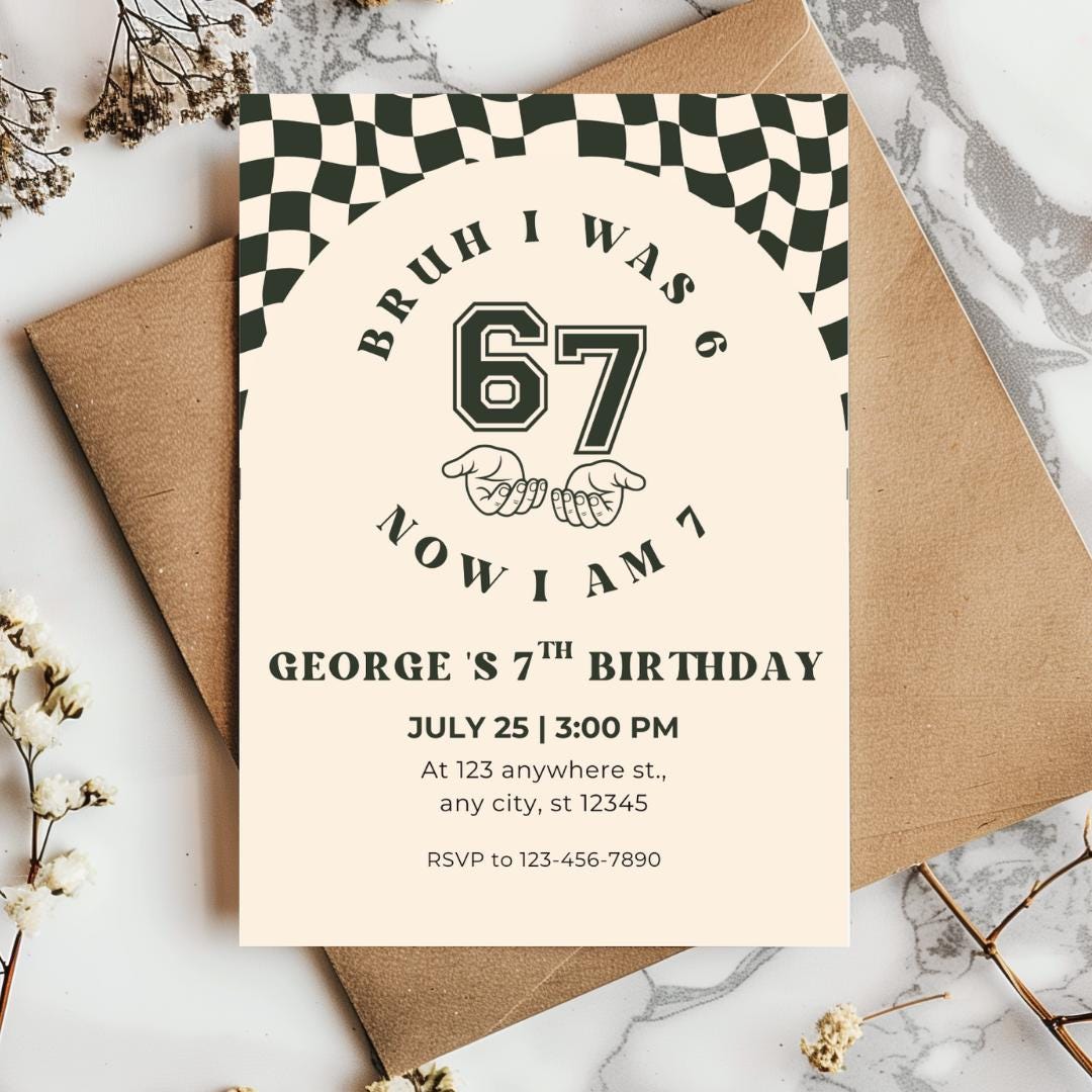 6-7 Boys Birthday Party Invitation: Six Seven Meme Birthday, Boys 7th ...