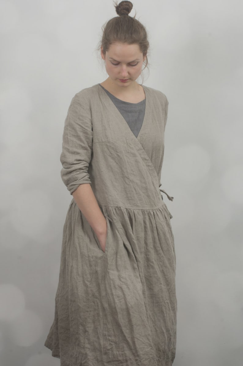 Linen Wrap Dress SEPTEMBER, Loose Fit Duster Coat - Etsy