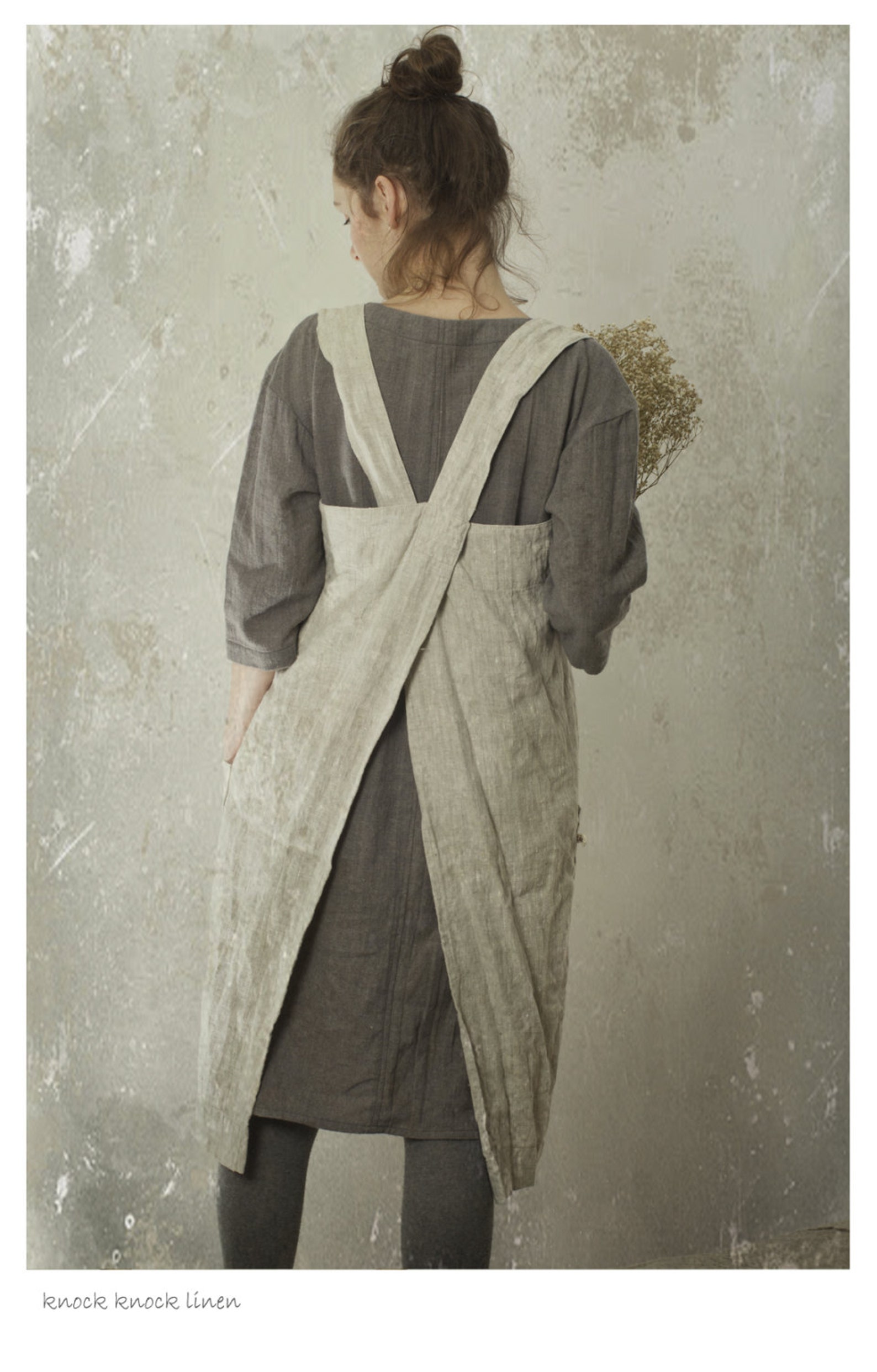 Linen PINAFORE Apron Japanese Style Apron Cross Over Apron - Etsy