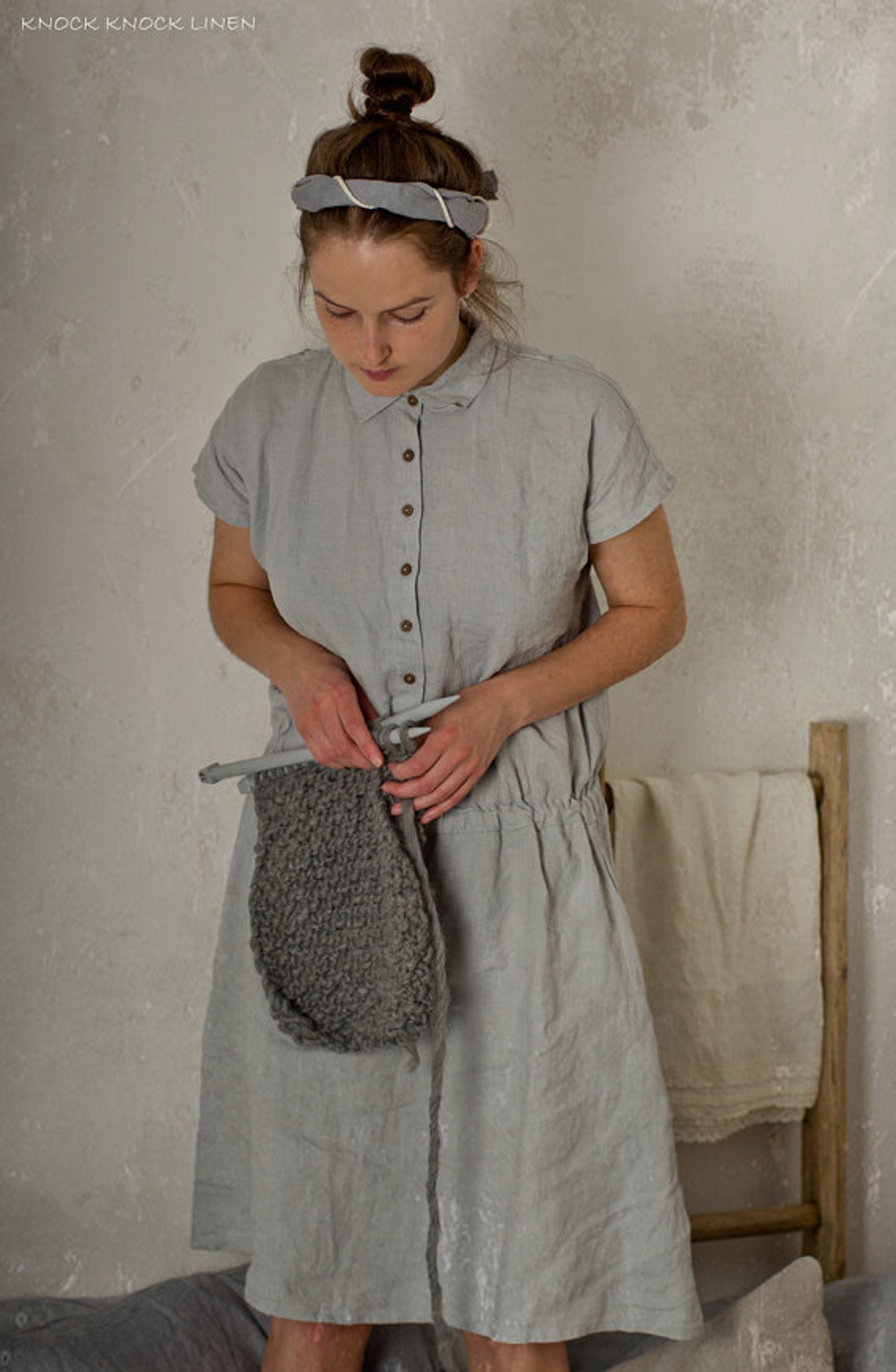 Linen Dress SHELL Summer Shirt Dress Romantic Buttoned | Etsy