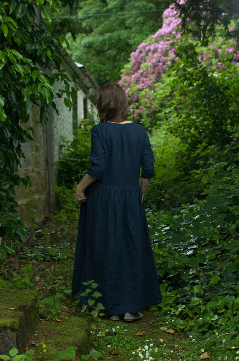 Loose Linen Maxi Dress NOSTALGIA, Boho Button-front, Pockets - Etsy