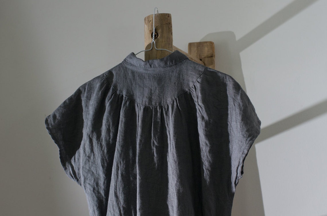 Linen Dress SHELL Summer Shirt Dress Romantic Buttoned | Etsy