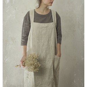 Linen PINAFORE Apron | Cross Back Apron | Kitchen Apron | Cross Over ...