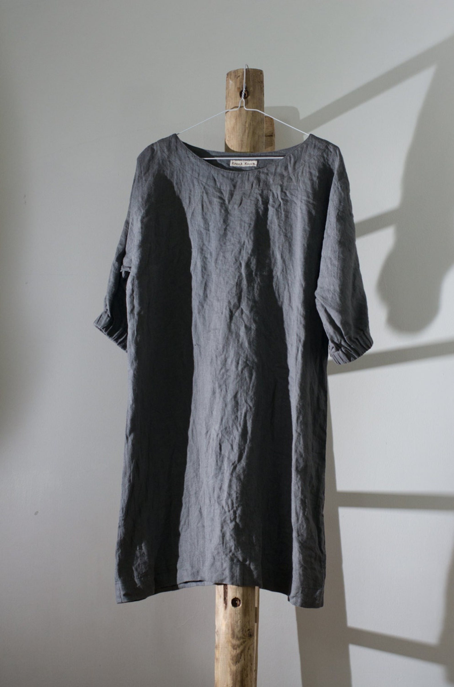 Linen Dress Moon Loose Linen Summer Dress With Sleeves Etsy