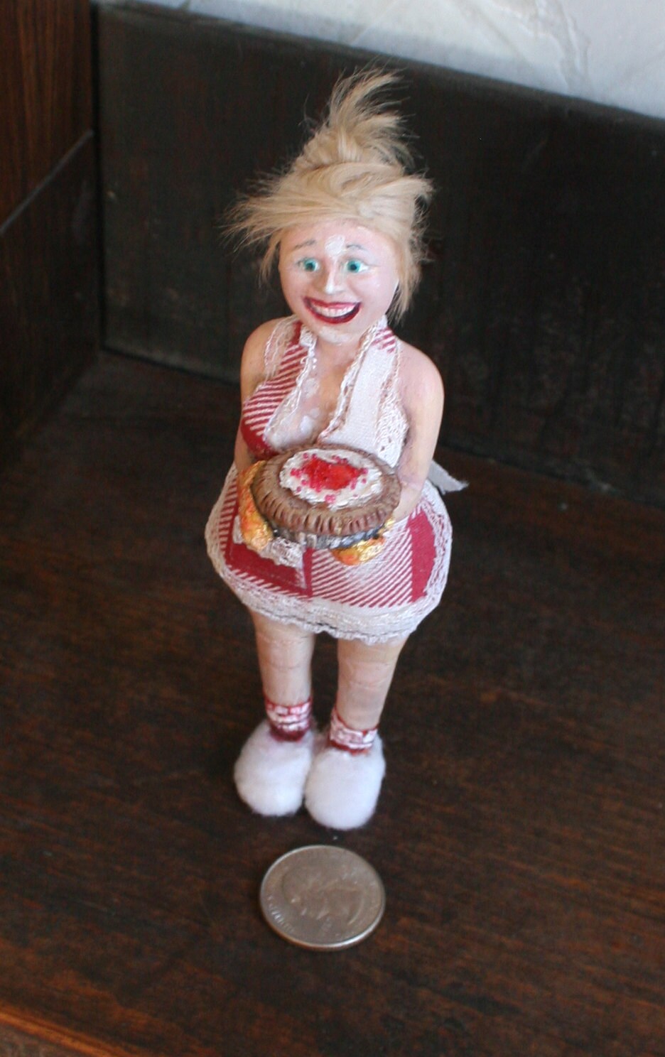 1:12 Scale Holiday Lady pie Baker OOAK Dollhouse Art Doll woman Made to ...