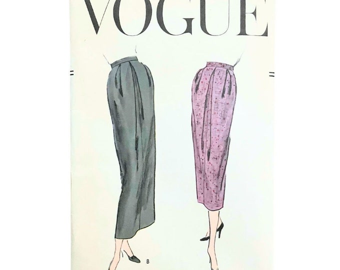 Vintage UNCUT 1956-7 Vogue Misses' Slim Skirt Pattern 9038 // Size 25 ...