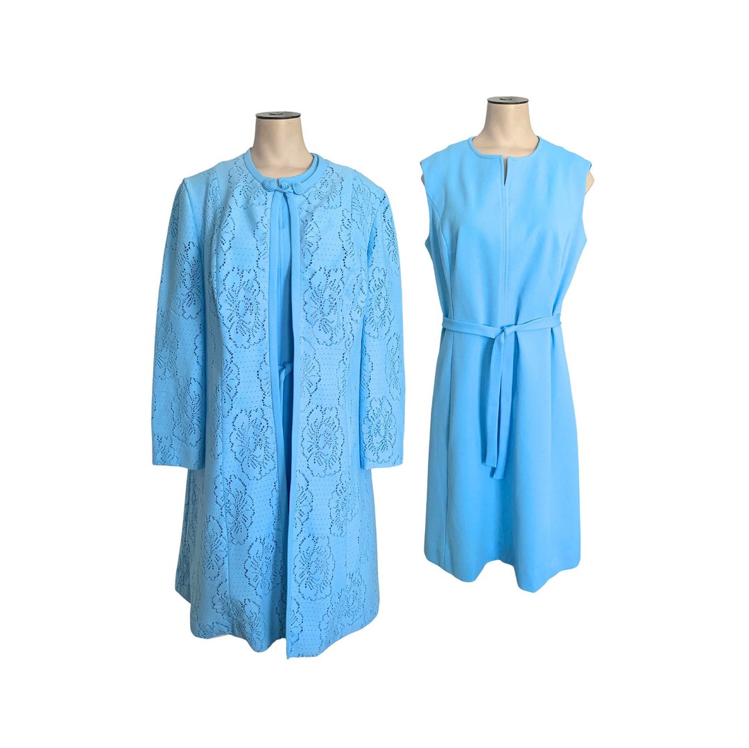 Vintage 1960s Misses' Edith Flagg of California Blue Polyester Dress ...