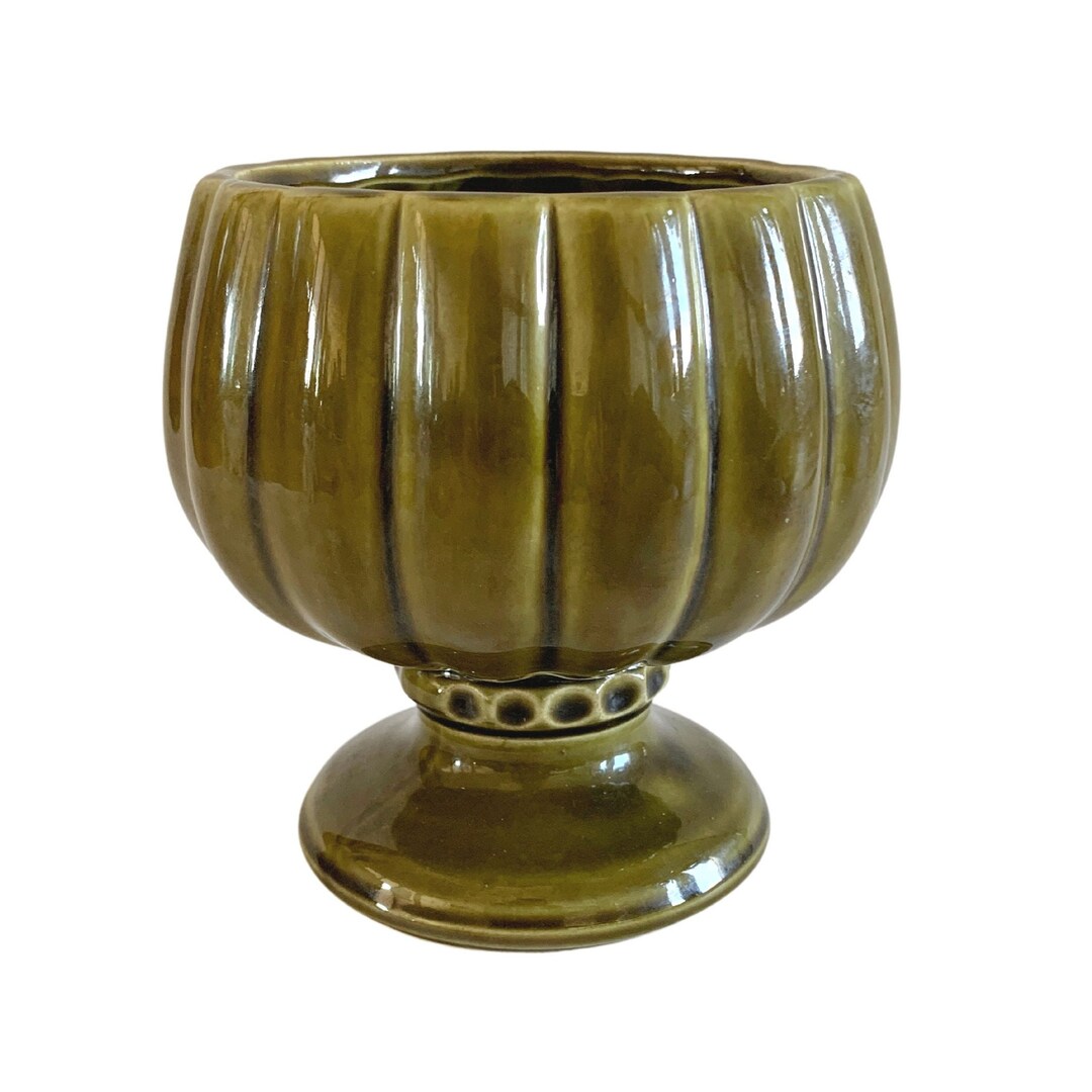 Vintage 1960s Mccoy Pottery Floraline Avocado Green Planter - Etsy