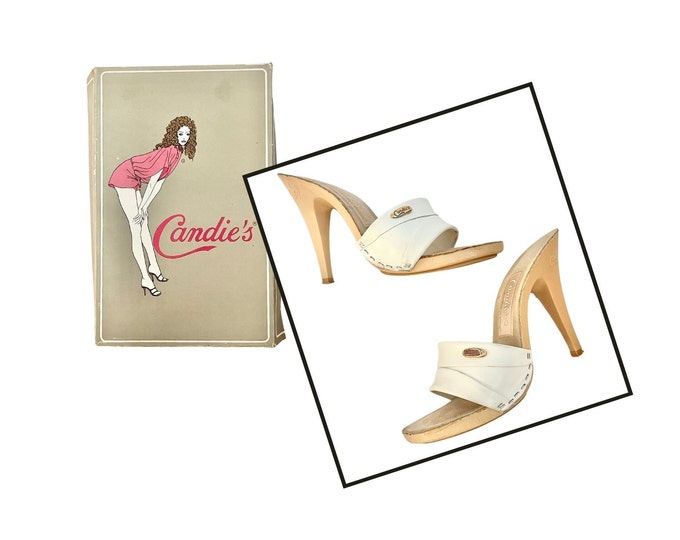 Vintage 1970s Early 80s Candies El Greco White Leather Heels Sandals ...