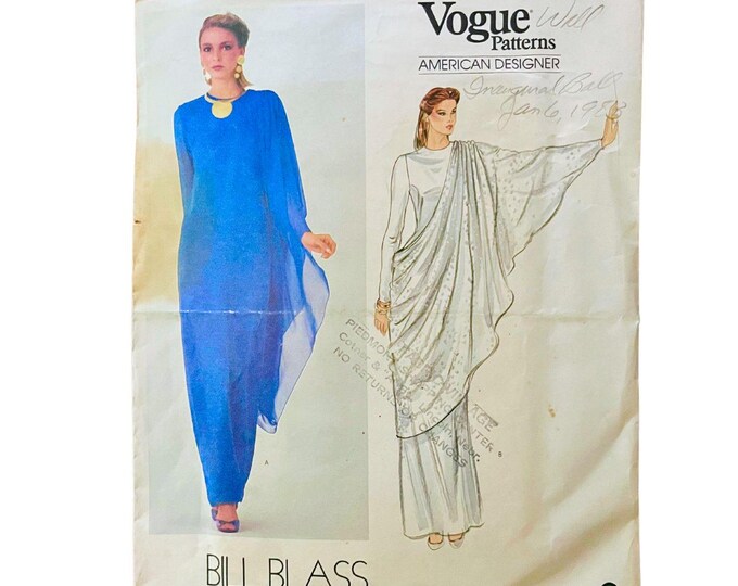 Vintage 1980s Vogue American Designer Dress Pattern 2904 // Size 14 (36 ...