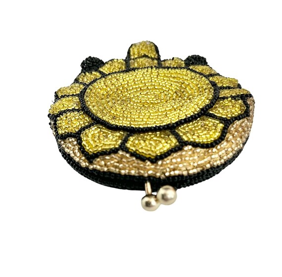 Vintage 1960s 70s Seed Bead Turtle Coin Purse Yellow … - Gem