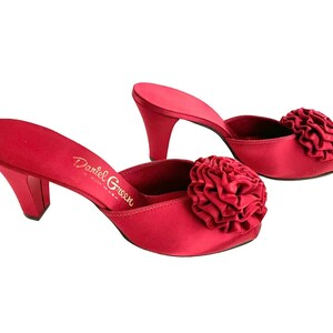 Vintage 1950s 60s Daniel Green Wine Colored Peep Toe Satin Boudoir ...