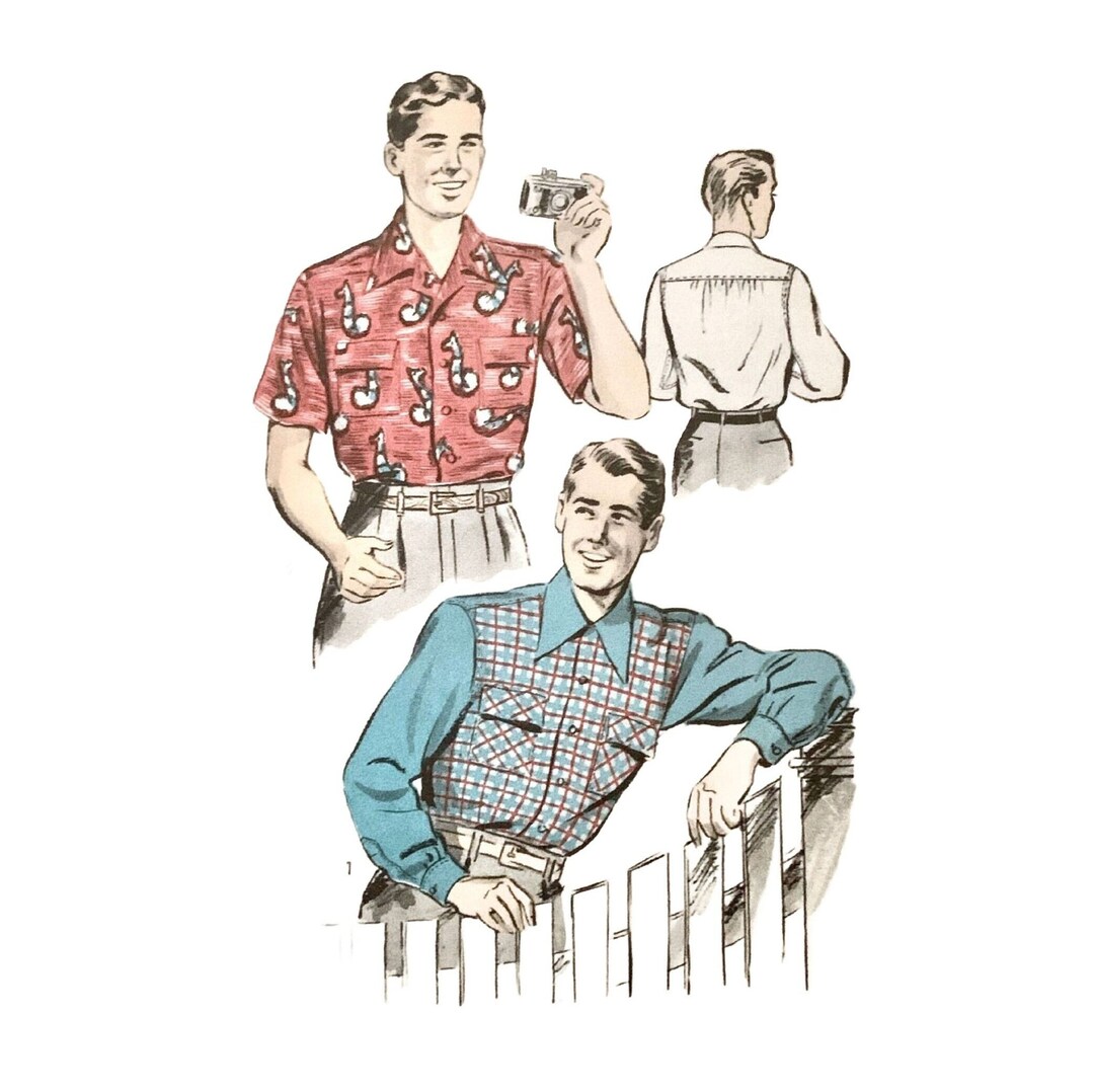 Vintage 1950s Advance Men's' Shirt Pattern 3968 // Size Medium 15 - 15 ...