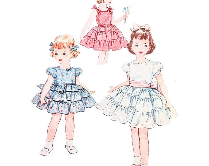 Vintage Early 1950s Simplicity Girls' Dress Pattern 4585 // Size 5 (23 ...