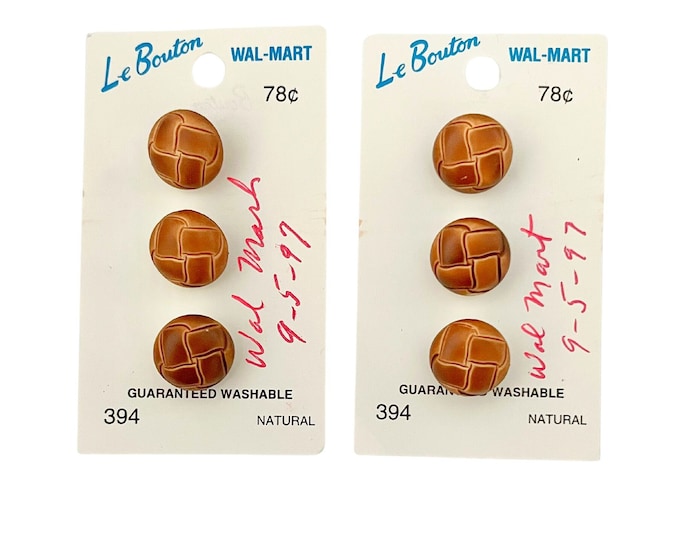 Vintage 1990s Set of 6 Le Bouton Medium Brown Leather Buttons #394 New ...
