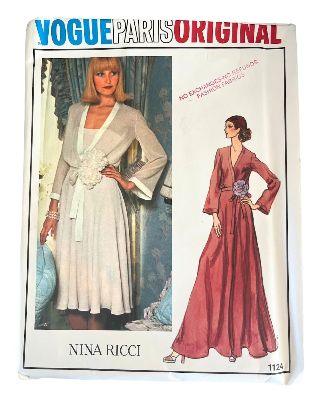 Vintage UNCUT 1974 Vogue Paris Original by Nina Ricci Dress Pattern ...