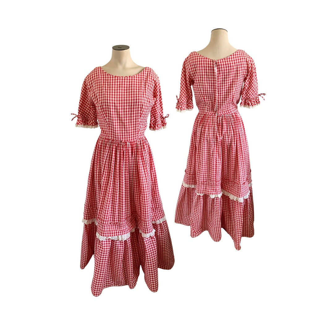 Vintage 1950s 60s Bobbie Brooks Red White Gingham Dress // XS 0 2 - Etsy