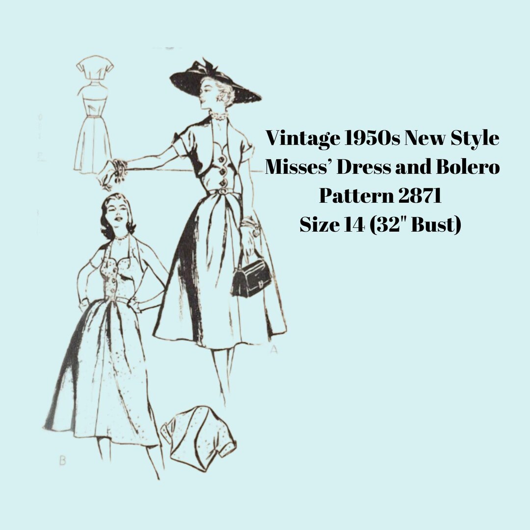 Vintage 1950s New Style Misses' Mail Order Dress and Bolero Pattern ...