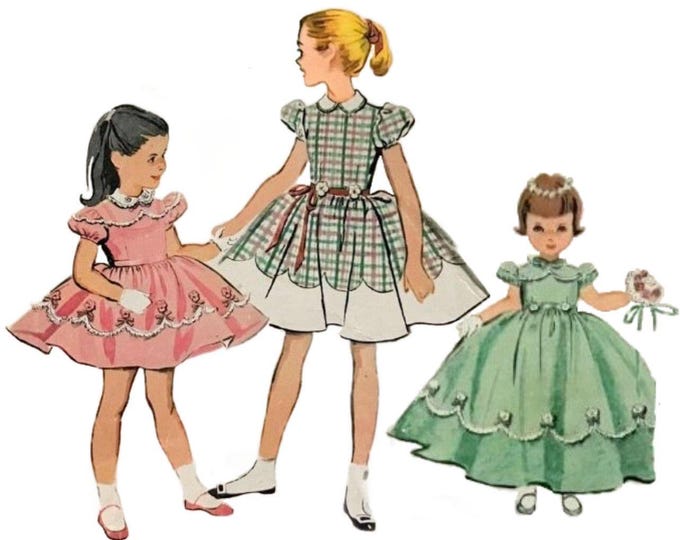 Vintage UNCUT 1957 Mccall's Girls' Dress Pattern 2139 Size 8 (26" Chest ...