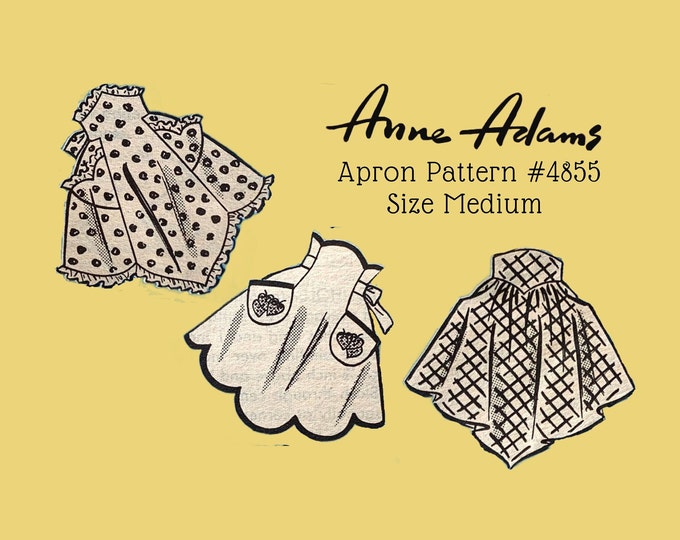 Vintage UNCUT 1950s Anne Adams Misses' Mail Order Apron Pattern 4855 ...