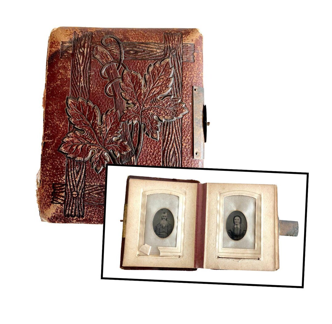 Antique Late 1800s Small Leather Photo Album Portraits Tin Types - Etsy