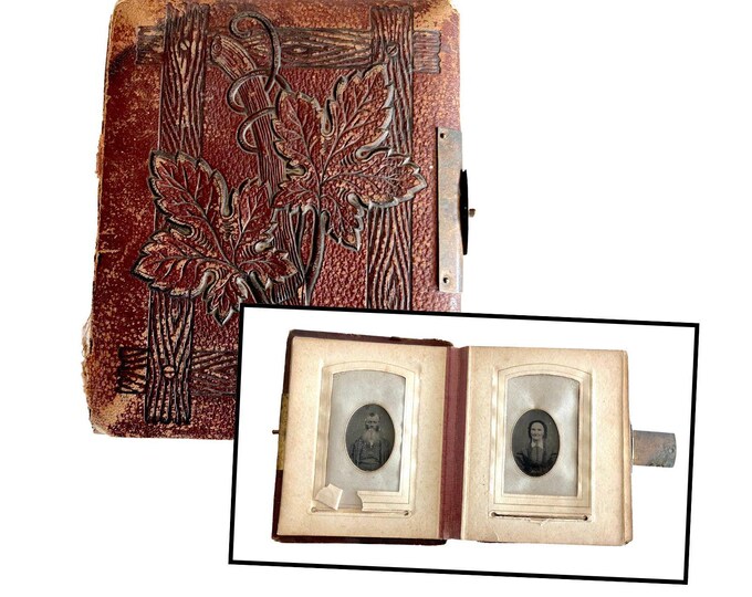 Antique Late 1800s Small Leather Photo Album Portraits Tin Types - Etsy