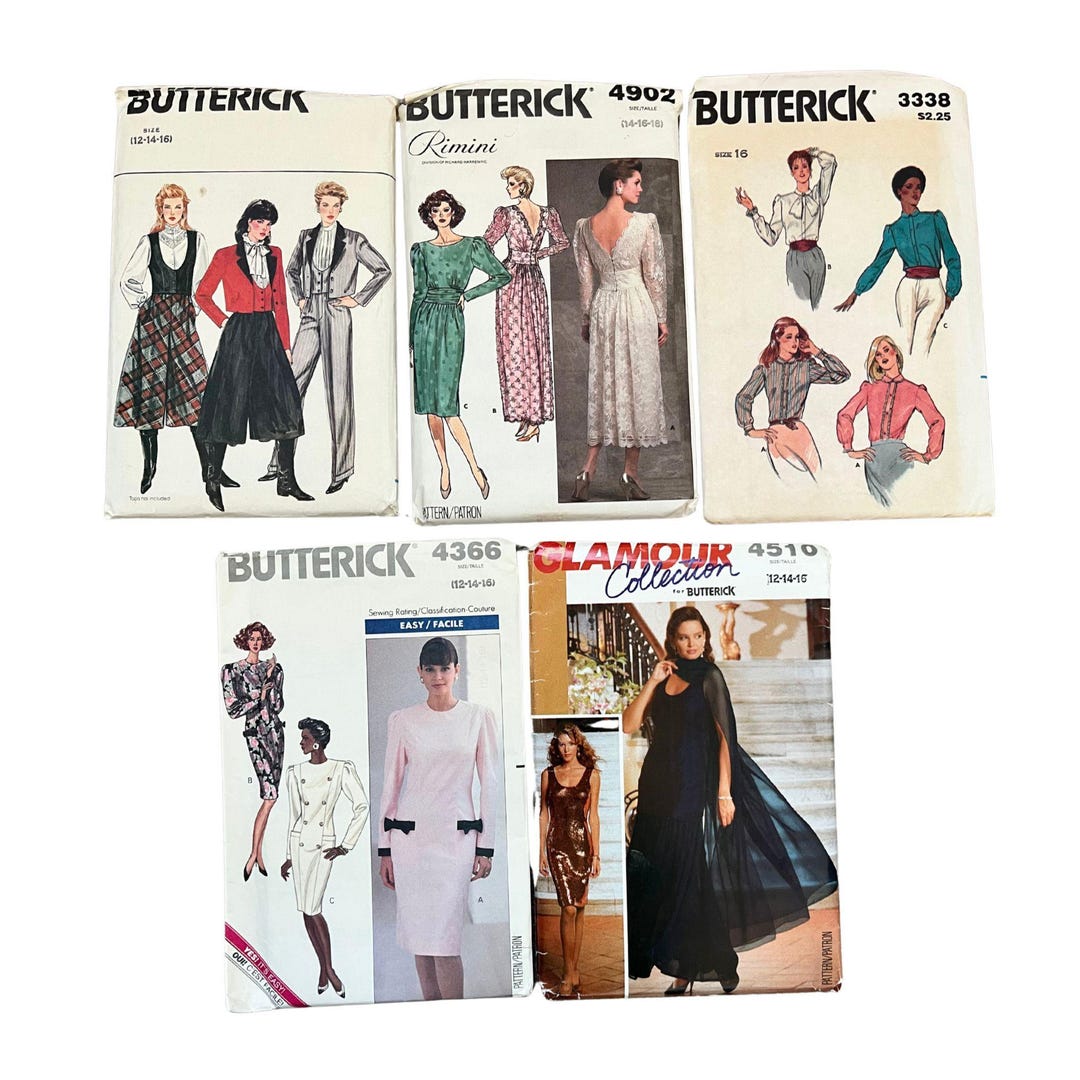 Vintage 1980s 90s Set of 5 UNCUT Butterick Misses' Patterns 4566 2902 ...