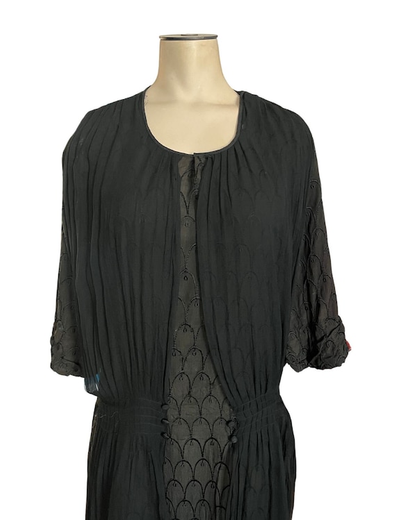 Vintage 1920s 30s Misses' Black Cotton Flapper Style … - Gem