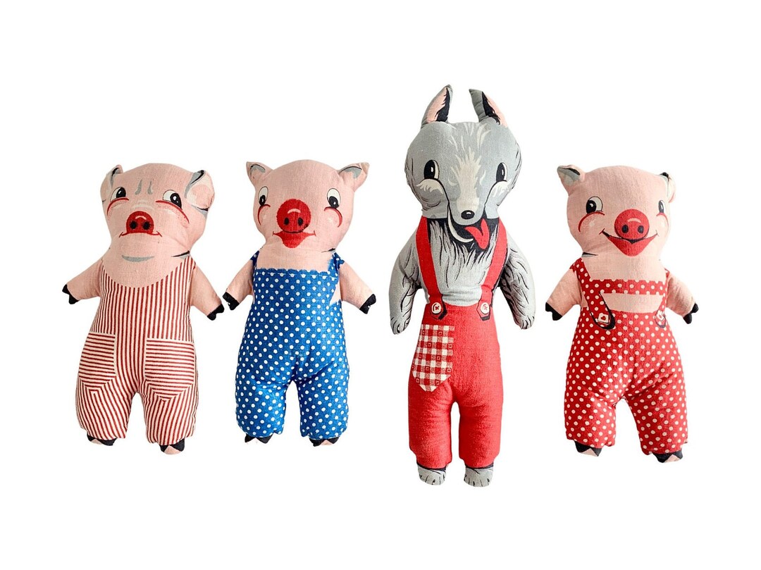 Vintage 1950s 60s Three Little Pigs and Big Bad Wolf Cloth - Etsy