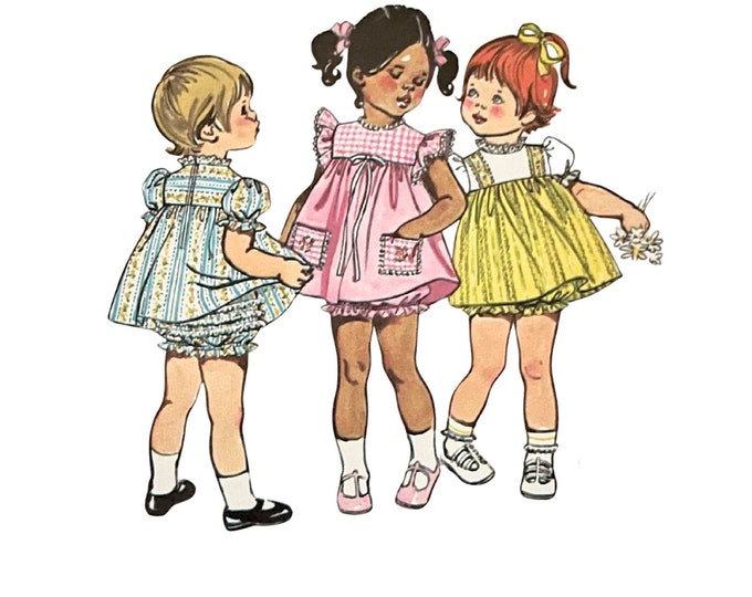 Vintage UNCUT FF 1972 Simplicity Toddler Girls' Smock-dress or Top and ...