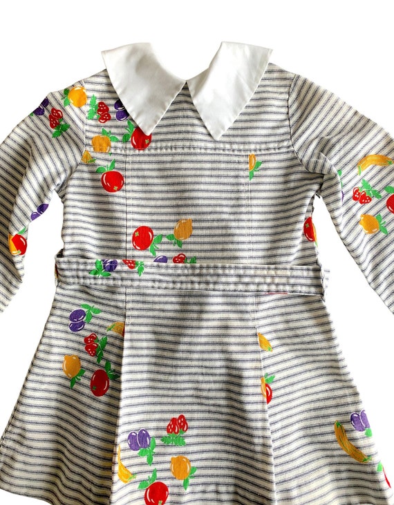 Vintage 1970s Girls' Shutterbug Blue White Stripe Fru… - Gem