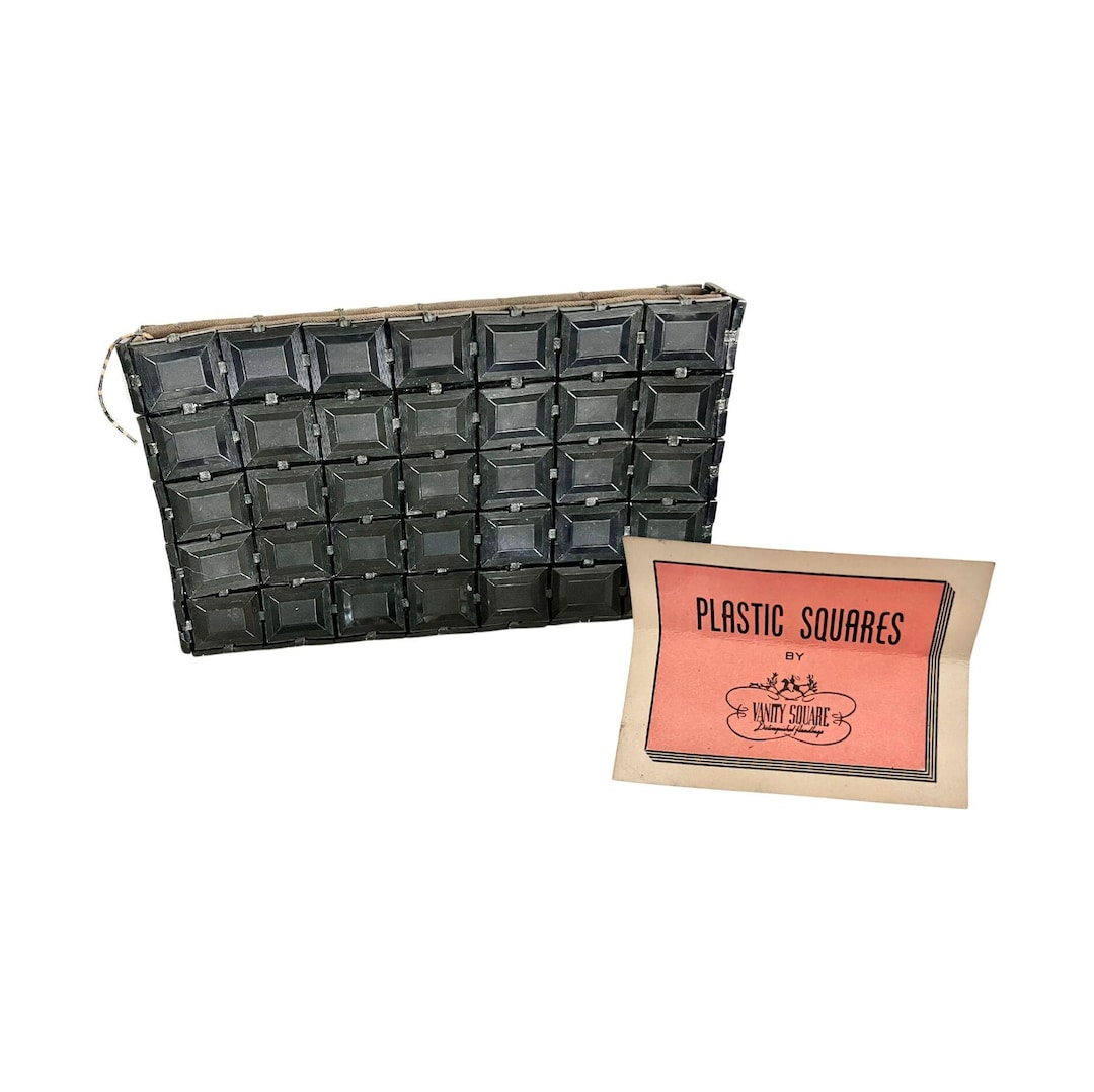 Vintage 1940s Black Plastic Squares Tile Linked Clutch Purse Vanity ...