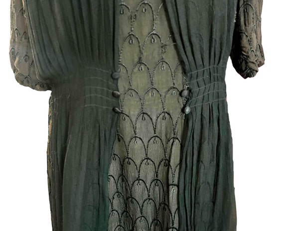 Vintage 1920s 30s Misses' Black Cotton Flapper Style … - Gem