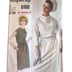 Vintage UNCUT 1965 Simplicity Misses' Dress Pattern 6166 Size 10 (31 ...