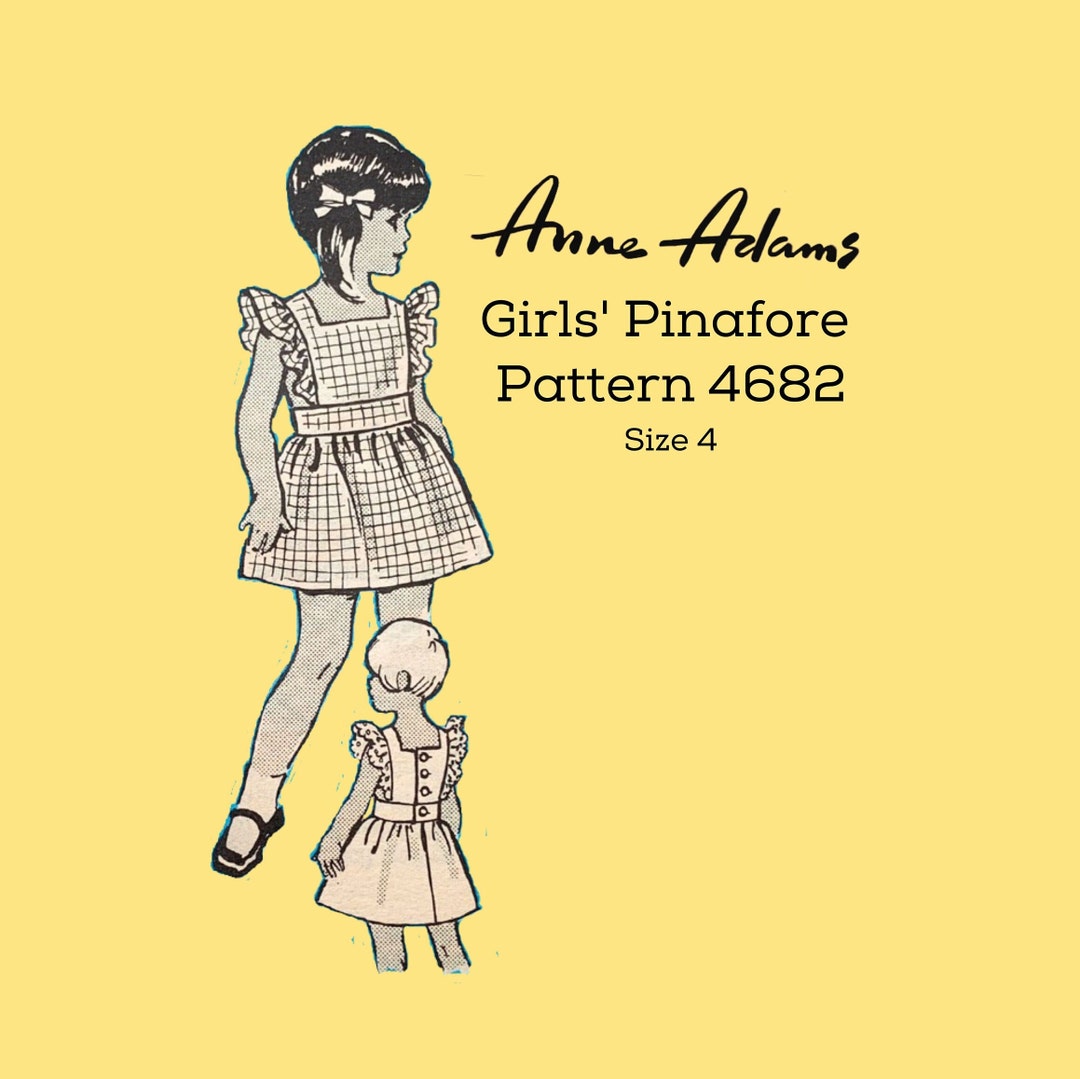 Vintage UNCUT 1950s 60s Anne Adams Girls' Pinafore Pattern 4682 // Size ...