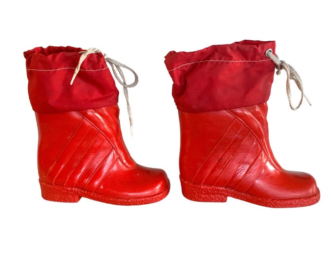 Vintage Children's 1970s Stride Rite Red Rubber Rain Boots Galoshes ...