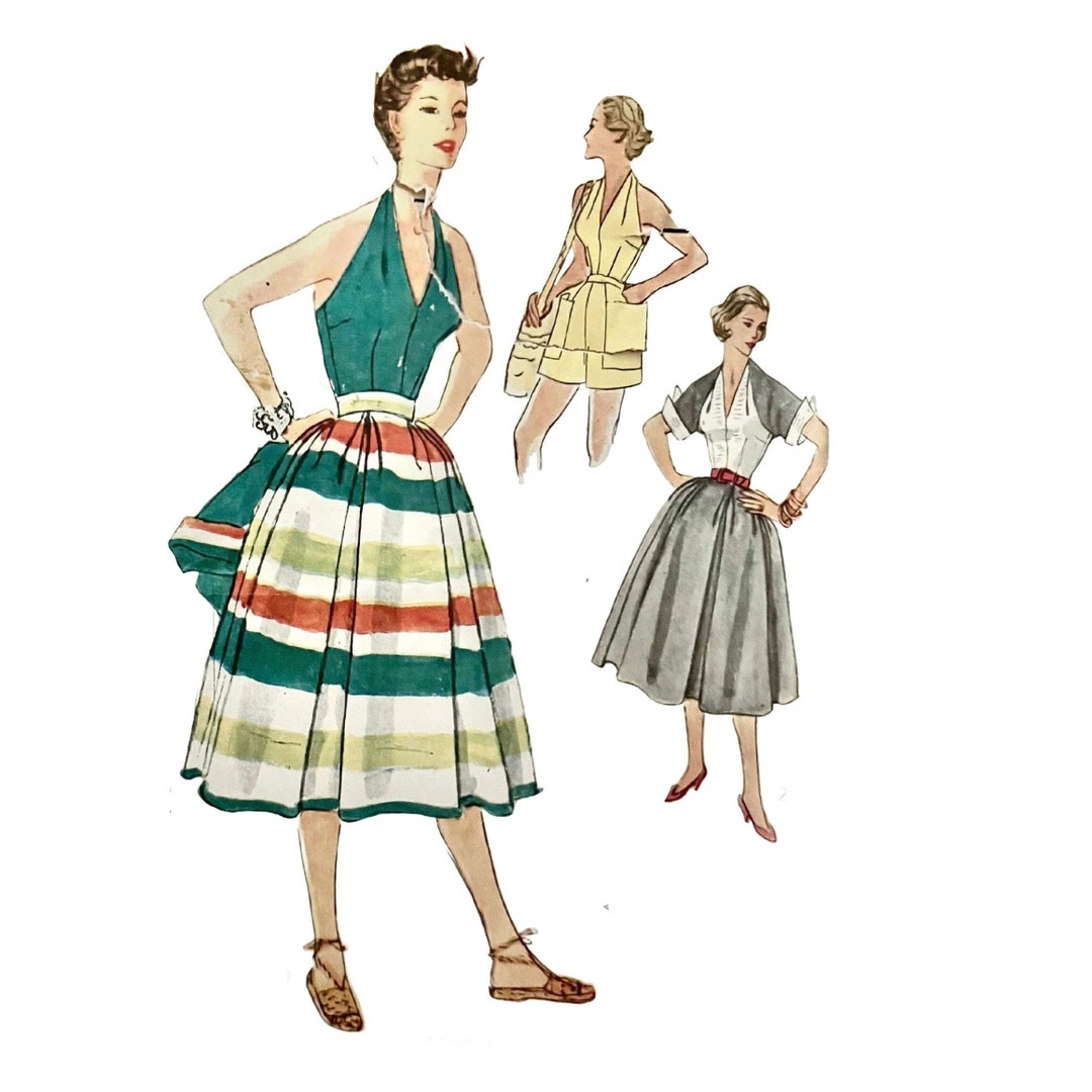 Vintage 1952 UNCUT Simplicity Misses' Skirt, Halter, Shorts, & Short ...