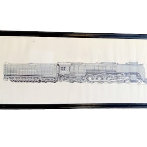 Vintage 1970s 80s Union Pacific Engine Drawing Print Joe Barros - Etsy
