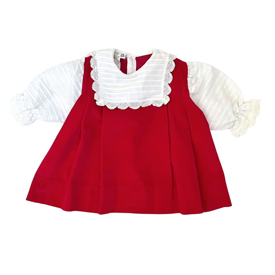 Vintage 1960s Toddle Tyke Girl's Faux Jumper Red Velvet - Etsy