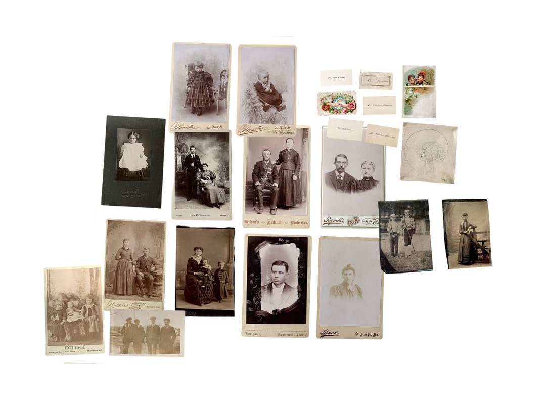 Antique Vintage Collection of 24 Photographs Including Tin Type and 8 ...