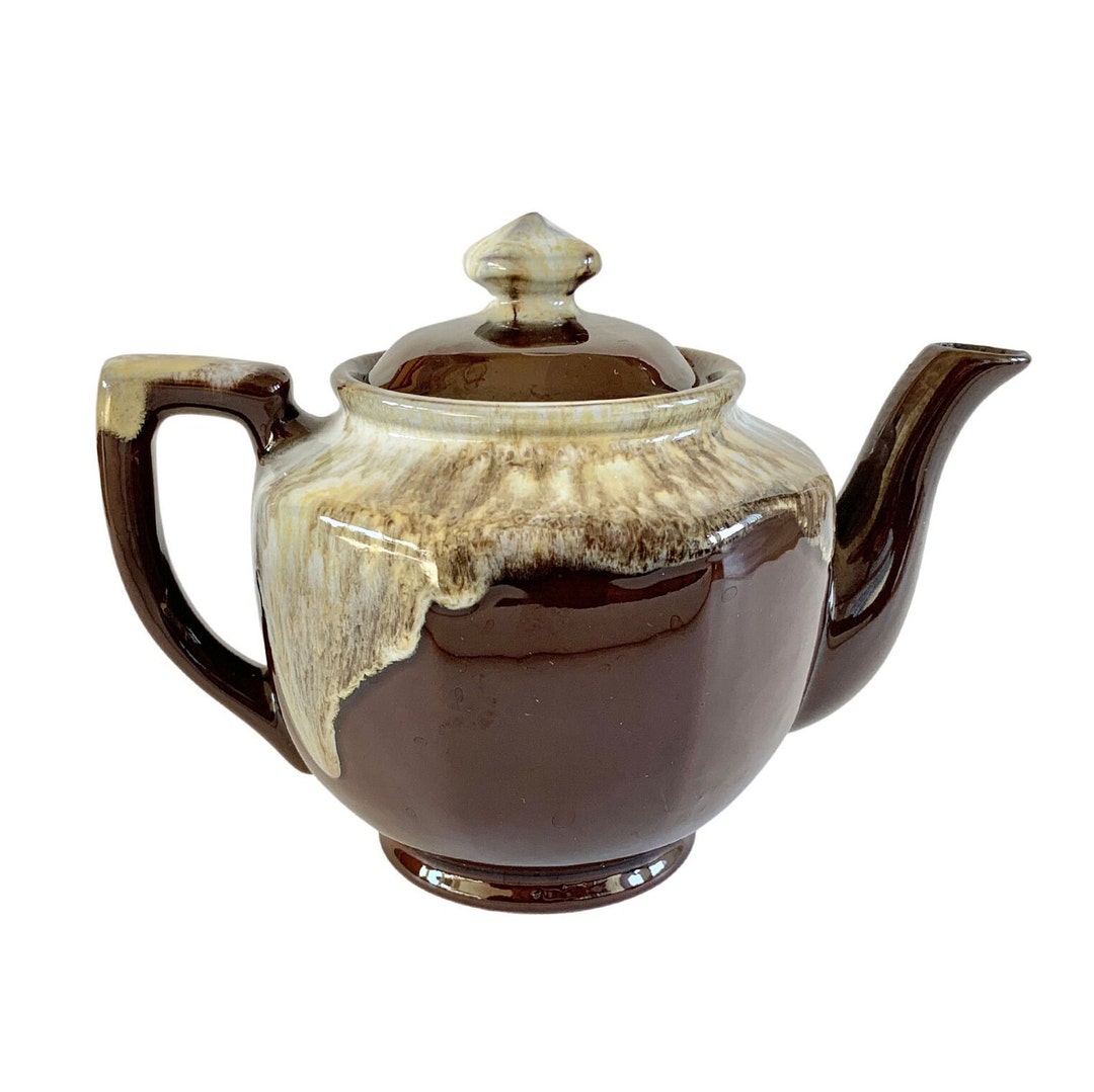 Vintage 1960s 70s Brown Drip Pottery Teapot Made in Japan - Etsy