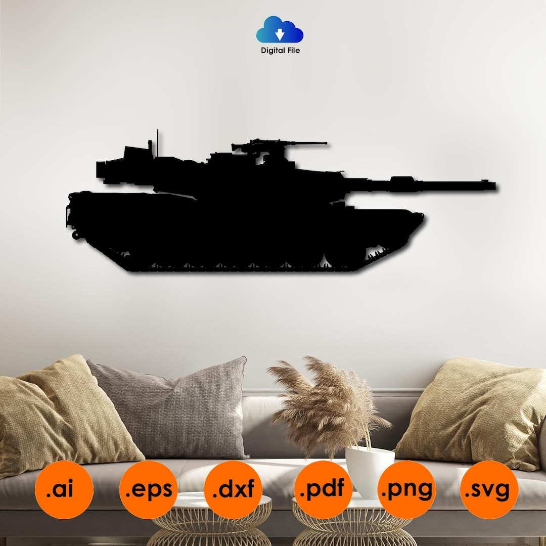 M1 Abrams Tank - Digital Vector Silhouette | Pro Files Svg Dxf Png Ai ...