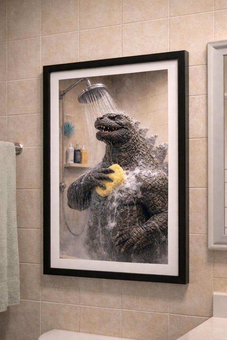 Godzilla in the Shower. (set of 5 Sizes) - Etsy