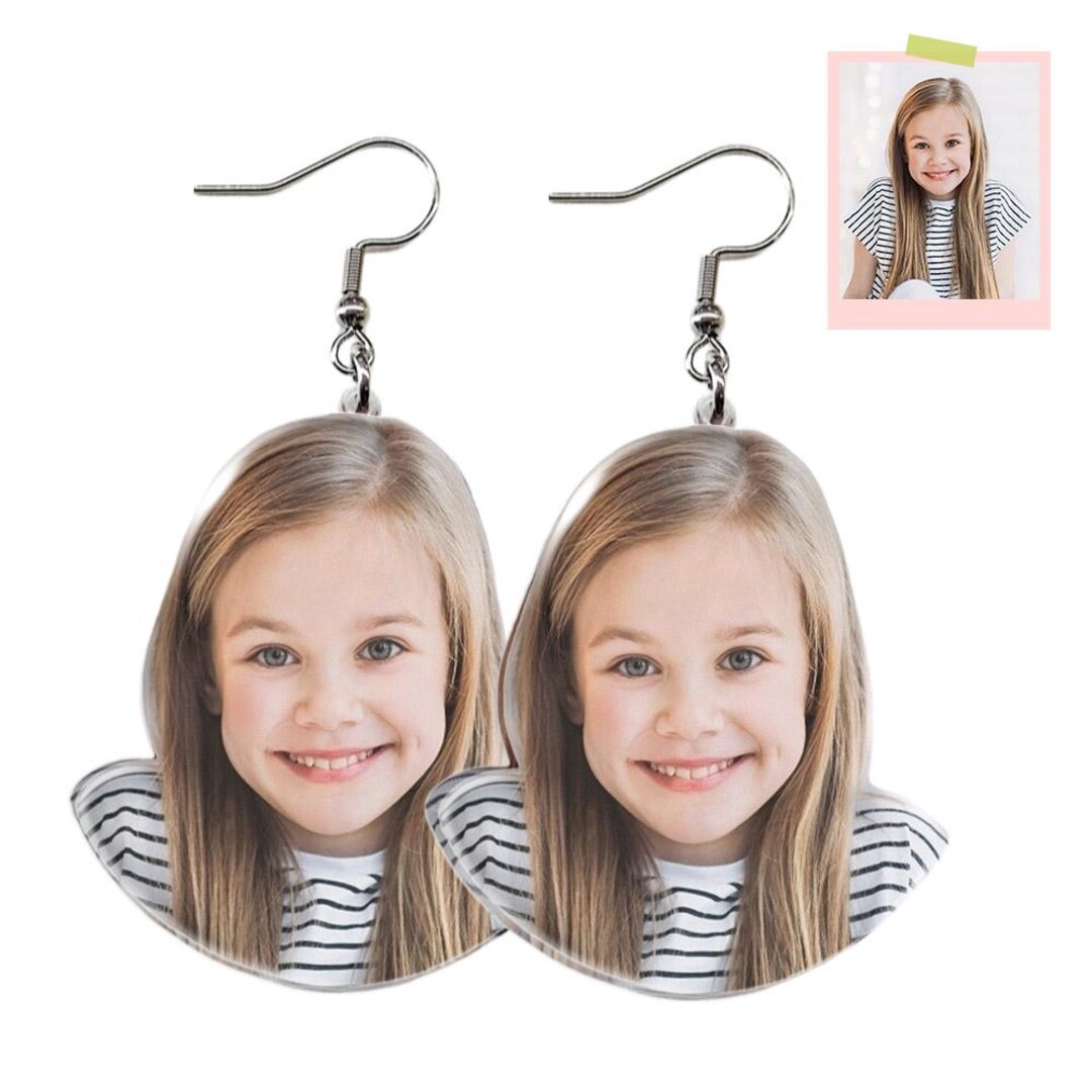 Custom Photo Acrylic Earrings Personalized Face Earrings Birthday Gift ...